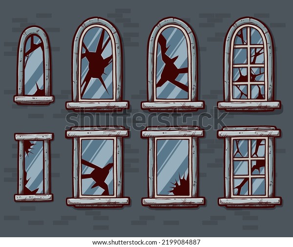 Cartoon Windows Broken Glass Frame On Stock Vector (Royalty Free ...