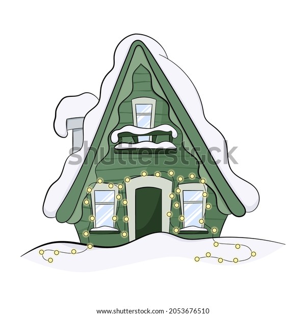 Cartoon Winter House Vector Image Green Stock Vector (Royalty Free ...