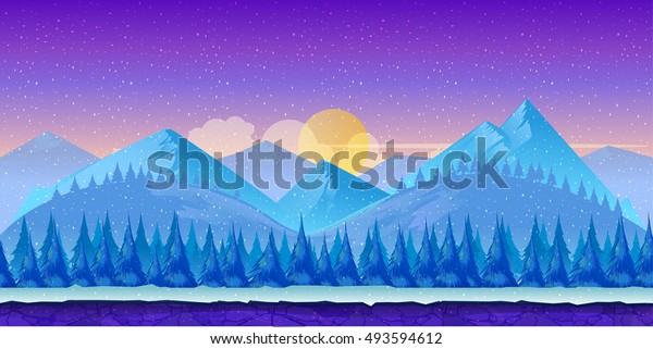 Cartoon Winter Landscape Ice Snow Cloudy Stock Vector (Royalty Free ...