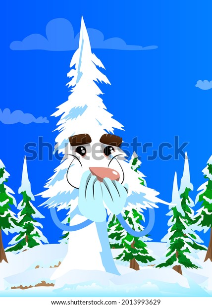 Cartoon Winter Pine Trees Faces Hands Stock Vector (Royalty Free ...