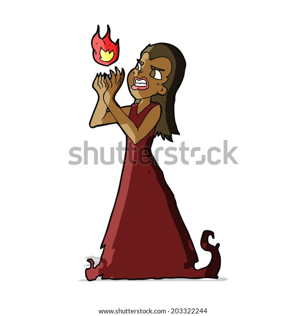 Cartoon Witch Woman Casting Spell Stock Vector (Royalty Free) 203322244 ...