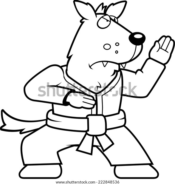 Cartoon Wolf Doing Karate Gi: vector de stock (libre de regalías ...