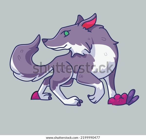 Cartoon Wolf Walking Isolated Animal Illustration Stock Vector (Royalty ...