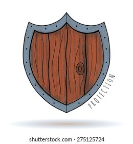 Cartoon Wooden Shield Textured Vector Illustration Stock Vector ...