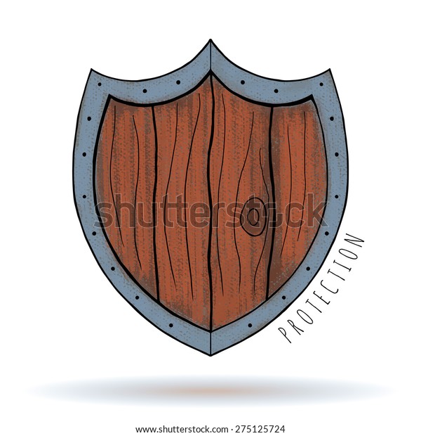 Cartoon Wooden Shield Textured Vector Illustration Stock Vector ...