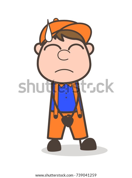 Cartoon Worker Face Cold Sweat Vector Stock Vector (Royalty Free ...