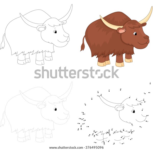 Cartoon Yak Dot Dot Educational Game 스톡 벡터(로열티 프리) 376495096 | Shutterstock