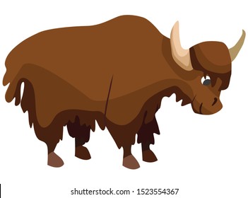 Cartoon Yak Flat Vector Illustration Stock Vector (Royalty Free ...