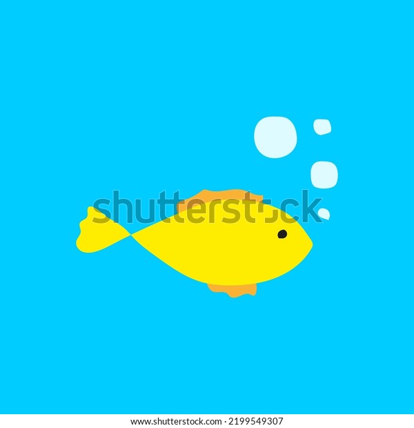 Cartoon Yellow Fish Vector Illustration Stock Stock Vector (Royalty ...