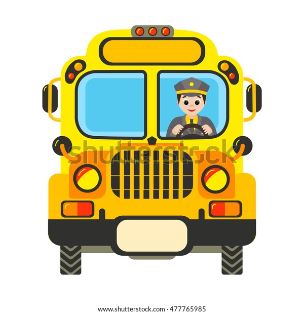 Cartoon Yellow School Bus Driver Isolated Stock Vector (Royalty Free ...
