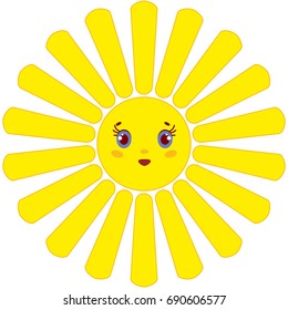 Cartoon Yellow Sun Rays On White Stock Vector (Royalty Free) 690606577 ...