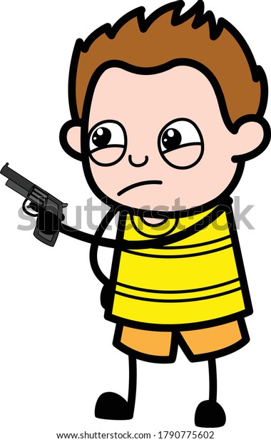 Cartoon Young Boy Pointing Gun Design Stock Vector (Royalty Free ...
