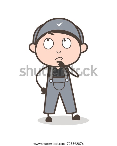 Cartoon Young Employee Thinking Idea Vector Stock Vector (Royalty Free ...