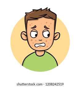 Cartoon Young Man Red Spots On Stock Vector (Royalty Free) 1208242519 ...