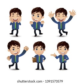 Cartoon Young People Men Different Poses Stock Vector (Royalty Free ...
