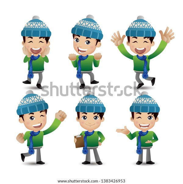Cartoon Young People Men Different Poses Stock Vector (Royalty Free ...