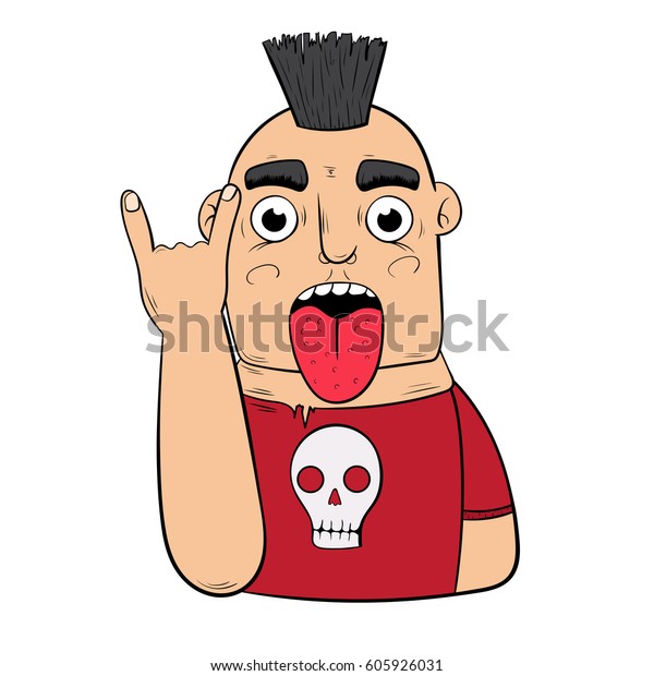 Cartoon Young Punk Mohawk Character Design Stock Vector (Royalty Free ...