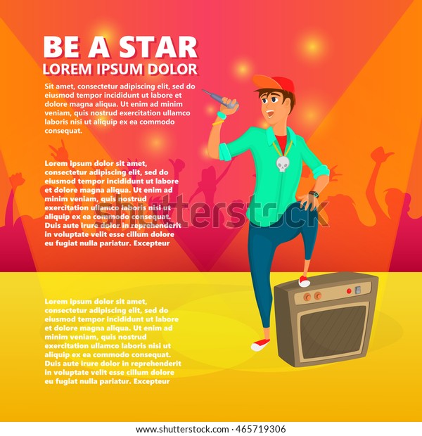 Cartoon Young Singer On Stage Teenage Stock Vector (Royalty Free ...