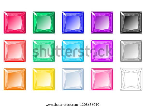 Cartoonlike Multicolored Princess Cut Diamonds Vector Stock Vector ...