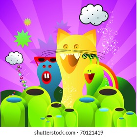 Cartoons Abstract Characters Stock Vector (Royalty Free) 70121419 ...