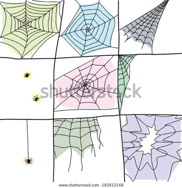 Cartoons Various Spiders Webs On White Stock Vector (Royalty Free ...