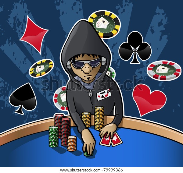 Cartoonstyle Illustration Young Poker Player Hood Stock Vector (Royalty ...