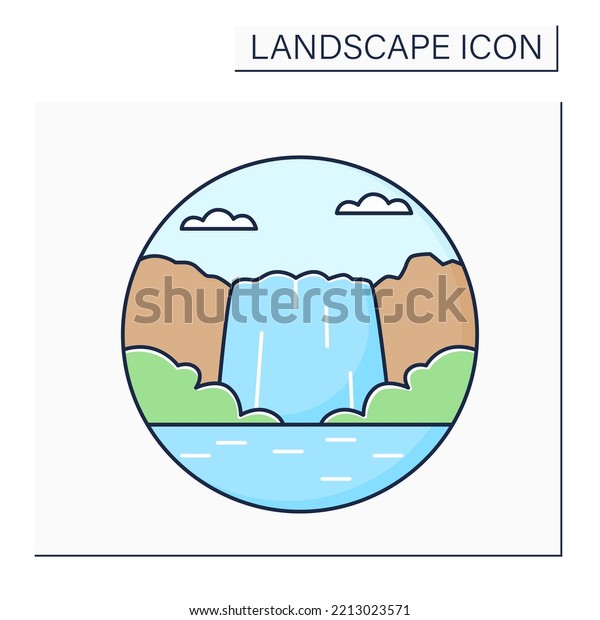 Cascade Color Icon Small Waterfall Falls Stock Vector (Royalty Free ...
