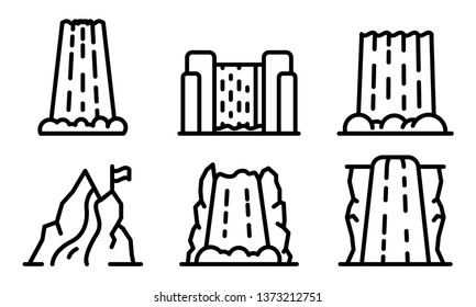 Cascade Icons Set Outline Set Cascade Stock Vector (Royalty Free ...