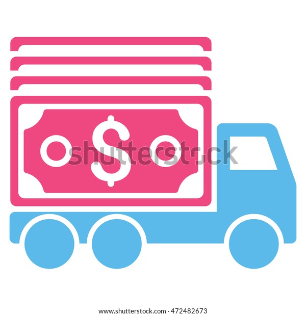 Cash Lorry icon. Vector style is bicolor flat iconic symbol with ...