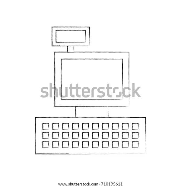 Cash Register Machine Keypad Display Supermarket Stock Vector (Royalty ...