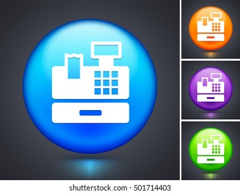Cash Register On Glow Round Button Stock Vector (Royalty Free) 506431285