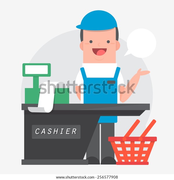 Cashier Man Vector Illustration Stock Vector (Royalty Free) 256577908