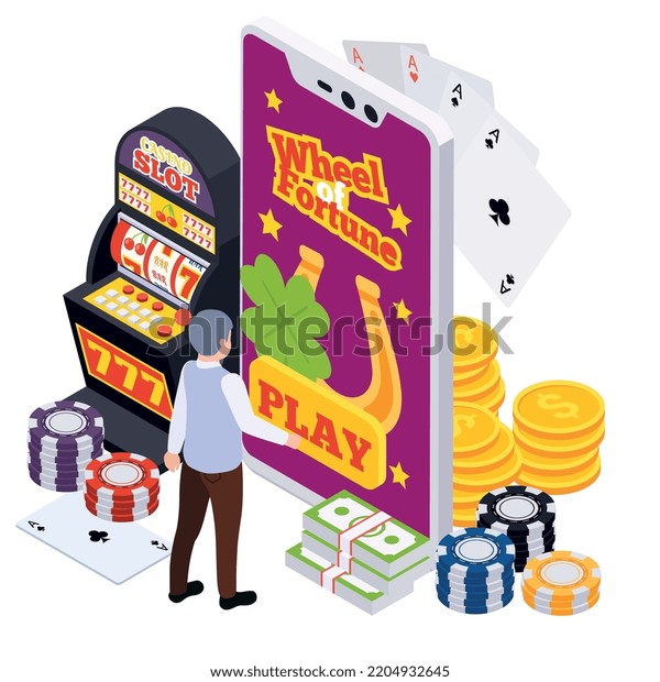 Casino Isometric Composition Human Character Front Stock Vector ...