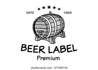 Cask Sketch Set Vintage Logo Templates: vector de stock (libre de ...