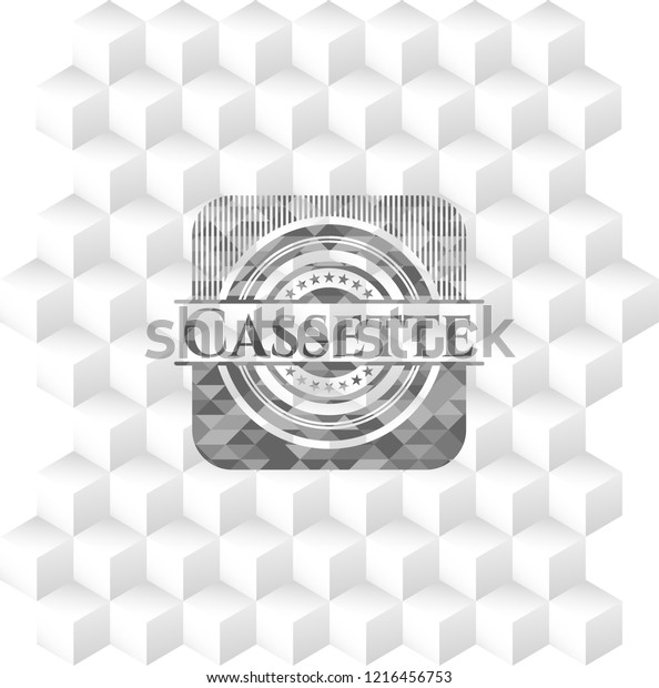 Cassette Realistic Grey Emblem Cube White Stock Vector (Royalty Free ...