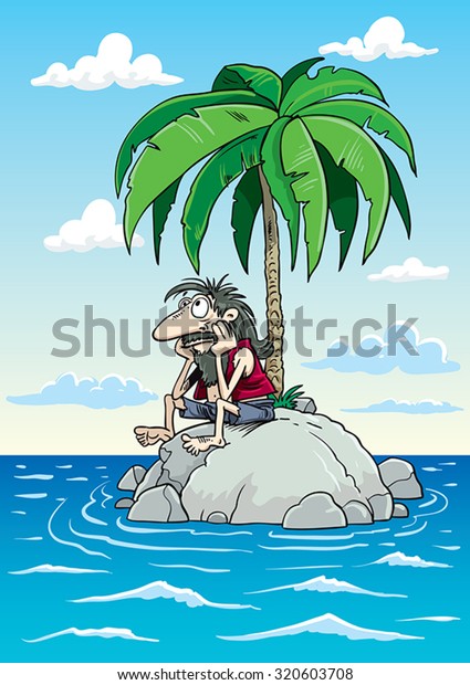 Castaway On Desert Island Stock Vector (Royalty Free) 320603708 ...