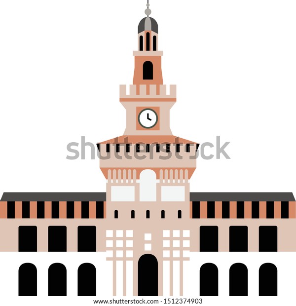 Castello Sforzesco Milan Italy Stock Vector (Royalty Free) 1512374903 ...