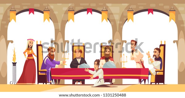 Castle Cartoon Poster King Sitting On Stock Vector (Royalty Free ...