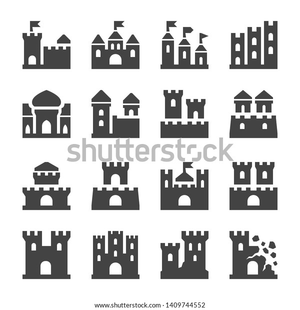 Castle Citadel Icon Setvector Illustration Stock Vector (Royalty Free ...