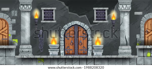 Castle Dungeon Seamless Game Background Cartoon Stock Vector (Royalty ...