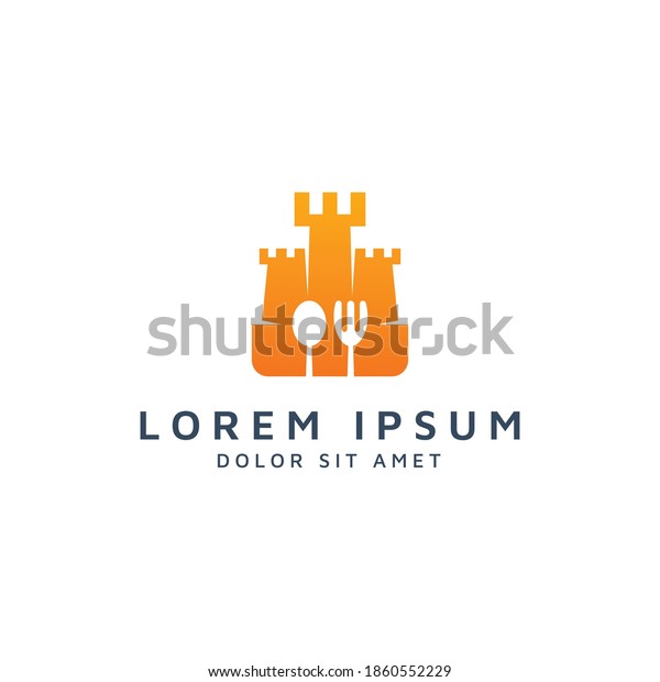 Castle Food Negative Space Logo Design Stock Vector (Royalty Free ...