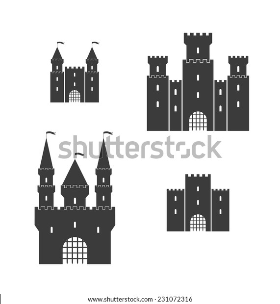 Castle Icon Set Isolated Castles On Stock Vector (Royalty Free) 231072316