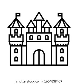 Vektor Stok Black White Castle Contour Line Drawing (Tanpa Royalti ...