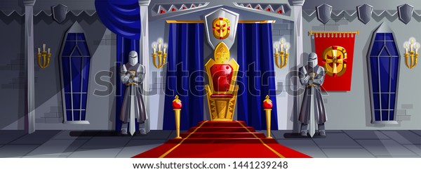 Vektor Stok Castle Room Vector Cartoon Illustration Ballroom (Tanpa ...