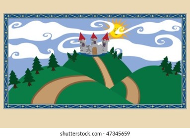 Castle Scenery Day Light Stock Vector (Royalty Free) 47345659
