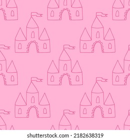 Castle Seamless Pattern Hand Drawn Doodle Stock Vector (Royalty Free ...