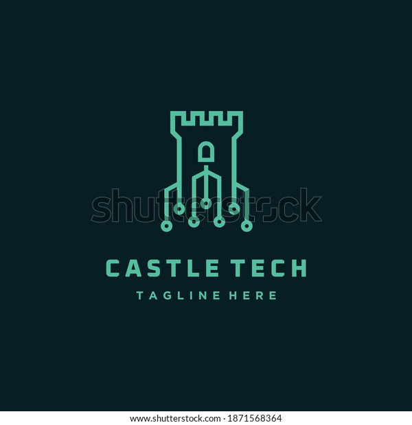 Castle Tech Digital Castle Line Art Stock Vector (Royalty Free ...