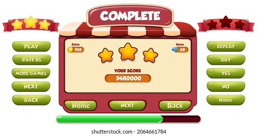 Casual Game Ui Menu Popup Buttons Stock Vector Royalty Free 2064661784 Shutterstock