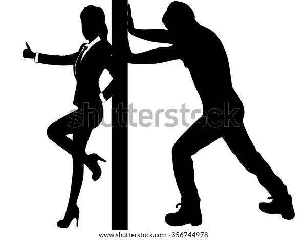 Casual Man Pushing Wall Isolated Over Stock Vector (Royalty Free ...