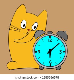 Cat Alarm Clock Vector Stock Vector (Royalty Free) 1285386598 ...